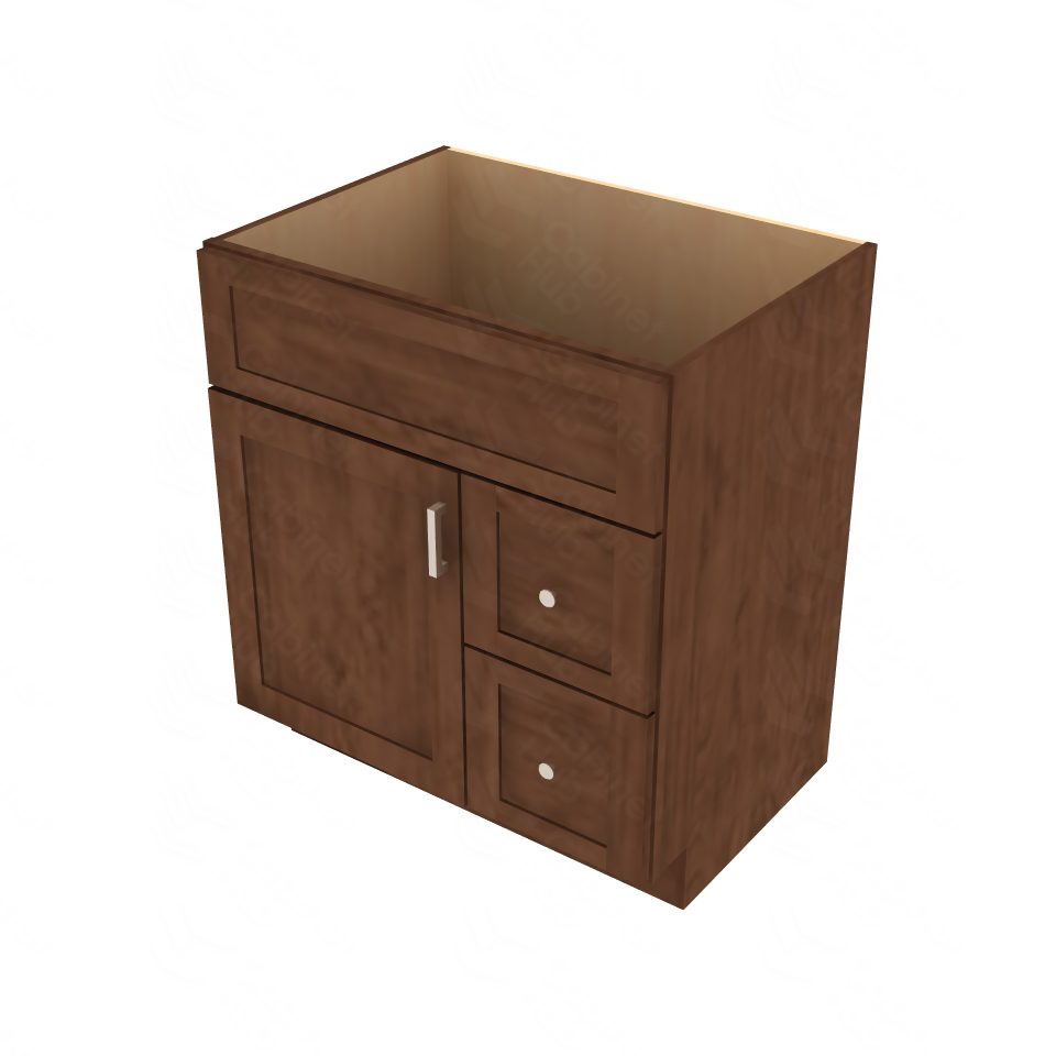 Shaker Kodiak Vanity Sink Base Right Drawer Stacking Cabinet - 30" W ...
