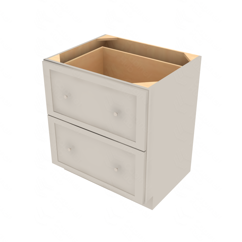 Shaker Sand 2 Drawer Base Cabinet - 30"W x 34.5" x 24" D – CabinetHub